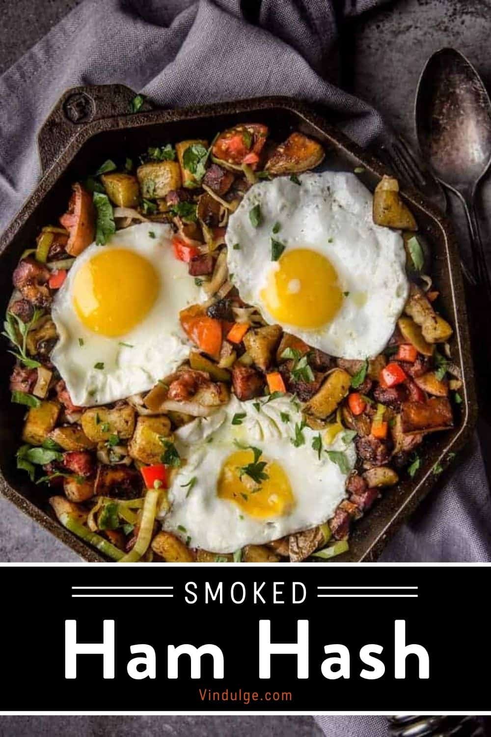 Smoked Ham Breakfast Hash - Perfect for leftover holiday ham - Vindulge
