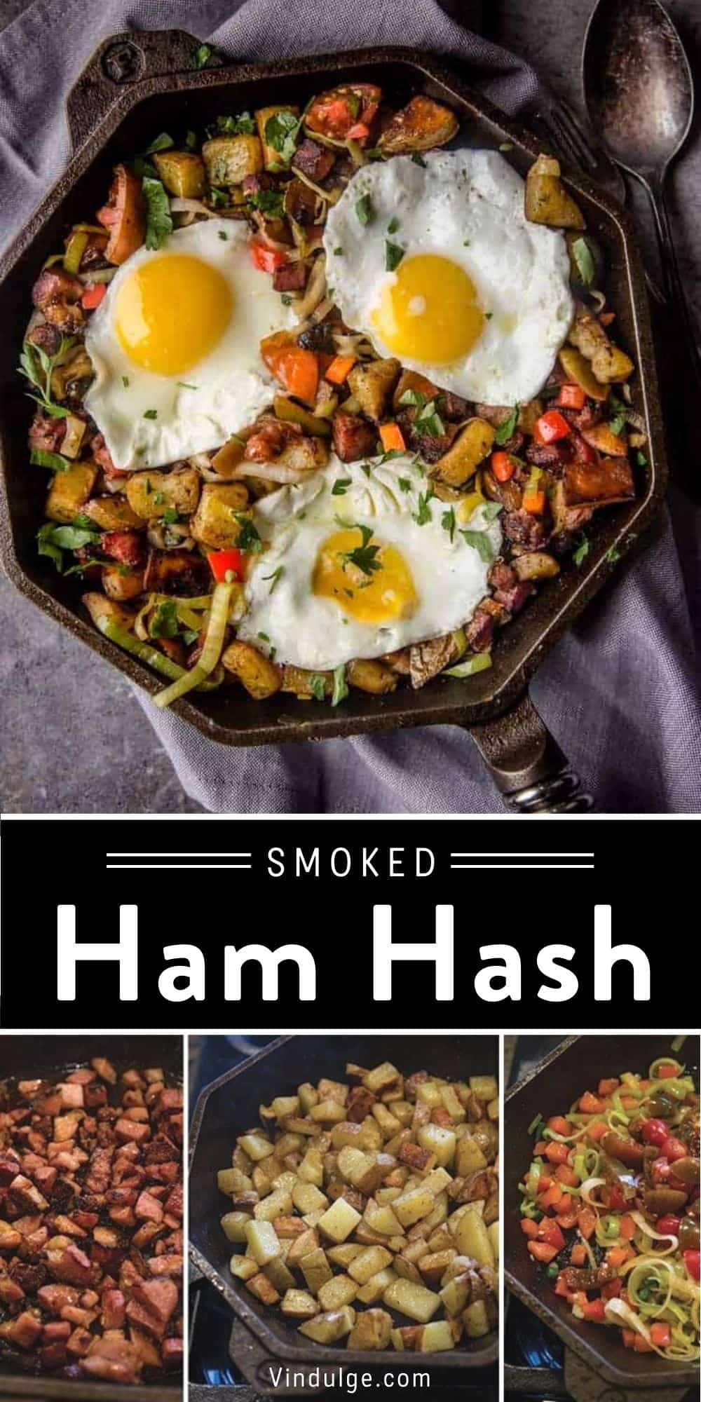 Smoked Ham Breakfast Hash - Perfect for leftover holiday ham - Vindulge