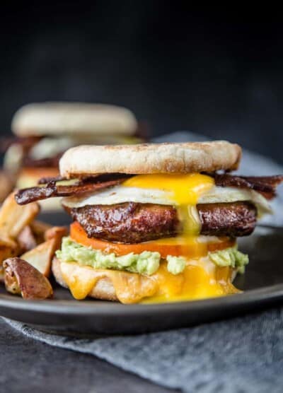 Smoked Sausage Breakfast Sandwich and Bacon - Vindulge