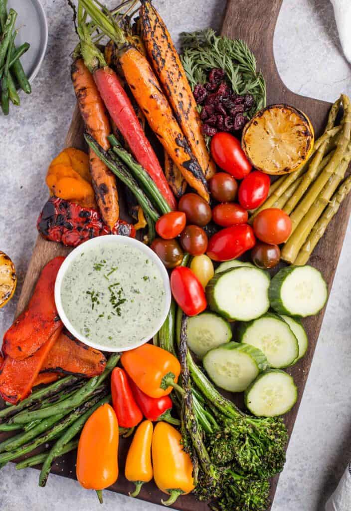 Incredible Grilled Crudité Platter with Tarragon Dipping Sauce - Vindulge