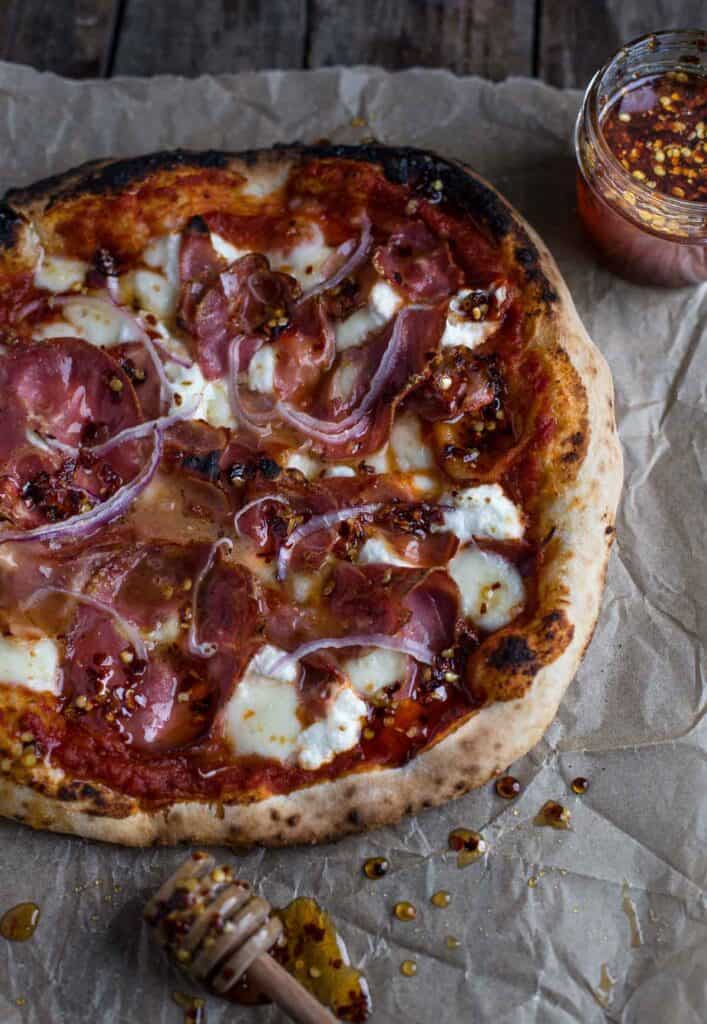 Hot Honey Pizza with Prosciutto and Ricotta - Vindulge