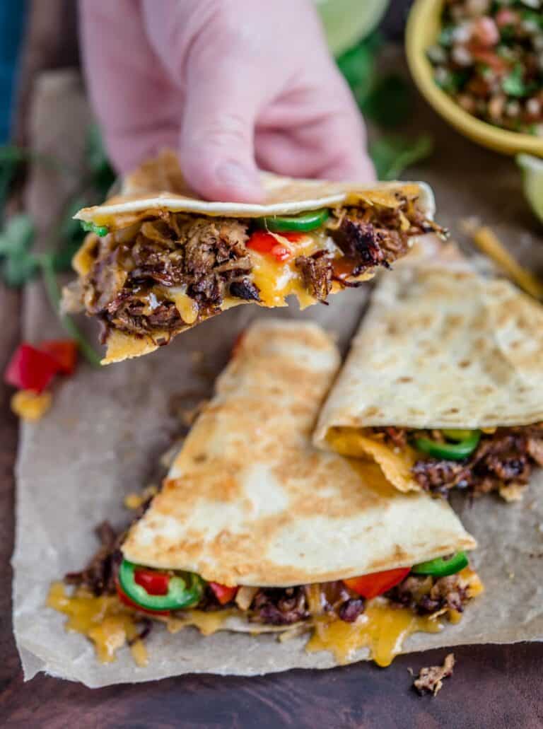 Pulled Beef Quesadillas - Great Leftover Pulled Beef Recipe - Vindulge