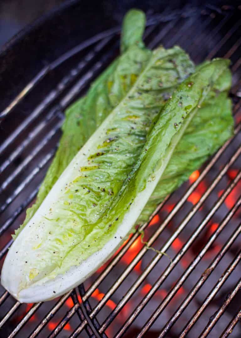 Grilled Romaine Lettuce with Tomatoes and Basil - Vindulge