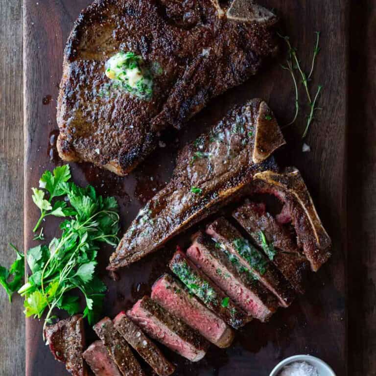 T-Bone Steak with Herb Compound Butter - Vindulge